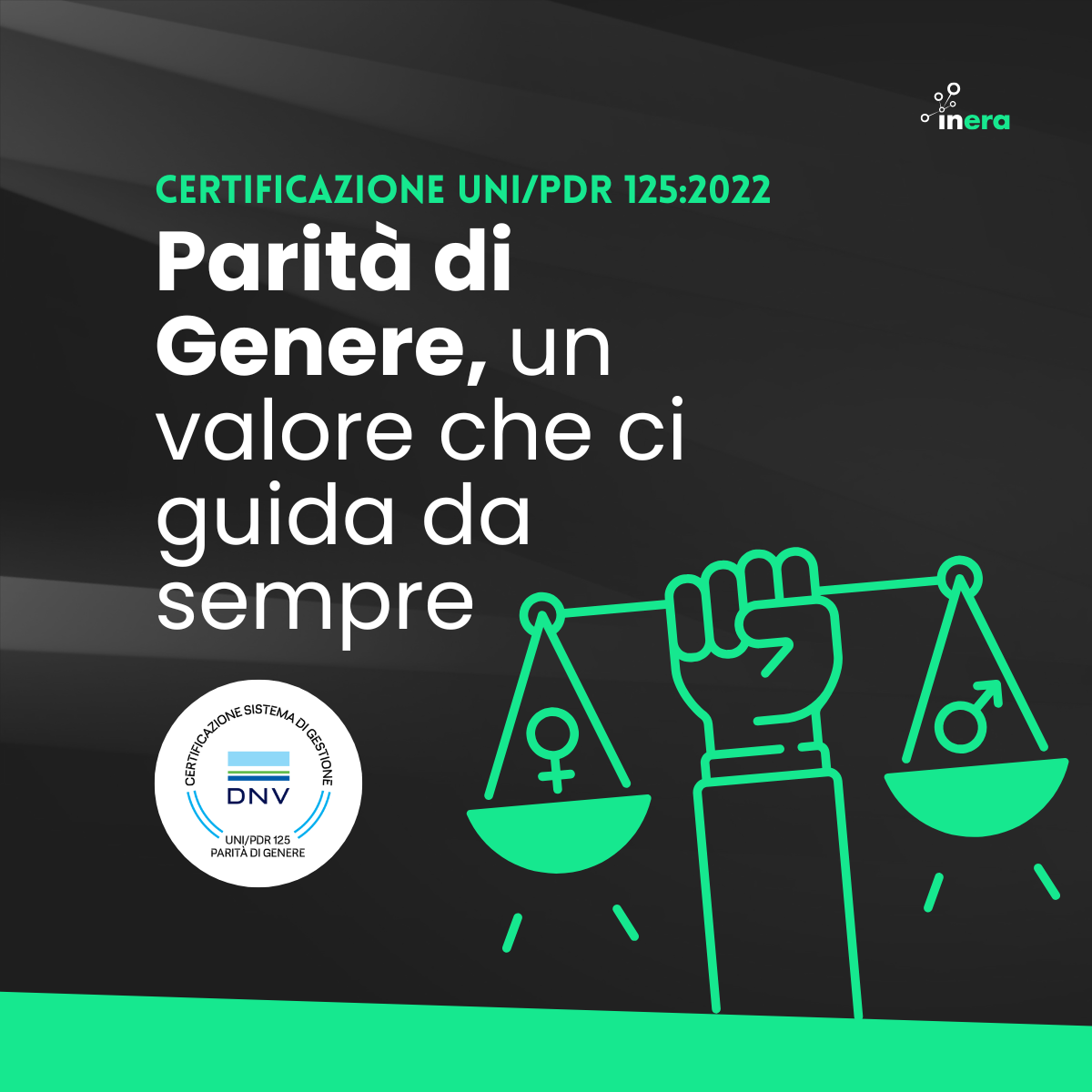 Certificazione UNI/PdR 125:2022 per la Parità di Genere - Inera
